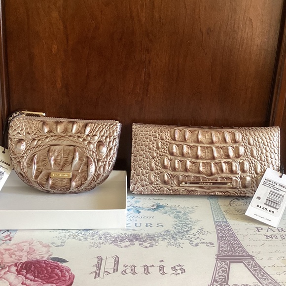 Brahmin | Bags | Brahmin Ady Wallet And Britt Coin Holder Silver Lining ...